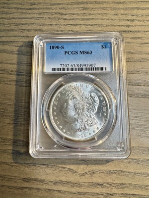 1890-S Morgan Silver Dollar PCGS Mint State MS63 Beautiful Cartwheel ...
