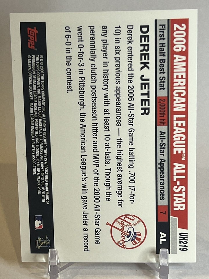 Derek Jeter 2006 MLB All-Stars 2006 Topps Updates & Highlights #UH219 ...