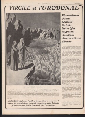 1913 L'URODONAL QUACK MEDICAL MEDICINE GOUT DANTE PLAGUE HEALTH PARIS ...
