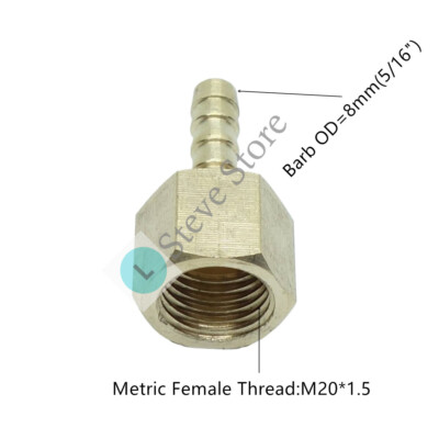 Metric Female Thread M20 M20x1.5 To Barb 8mm 5/16"Hose Adapter Fitting ...