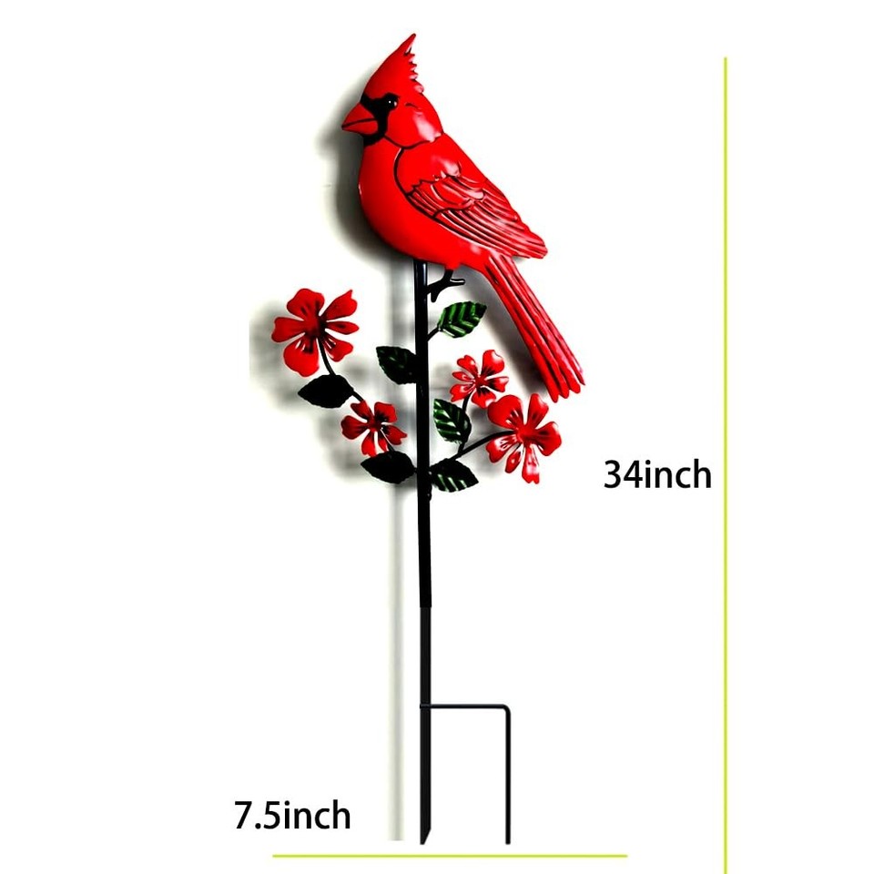 Cardinal Decor Garden Stake,Solar Metal Red Cardinal, Cardinal Bird ...