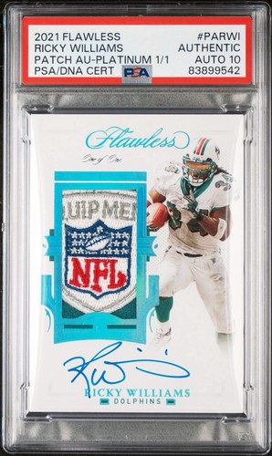 RICKY WILLIAMS 2021 Flawless NFL Logo Shield PATCH AUTO Platinum #d 1/1 ...