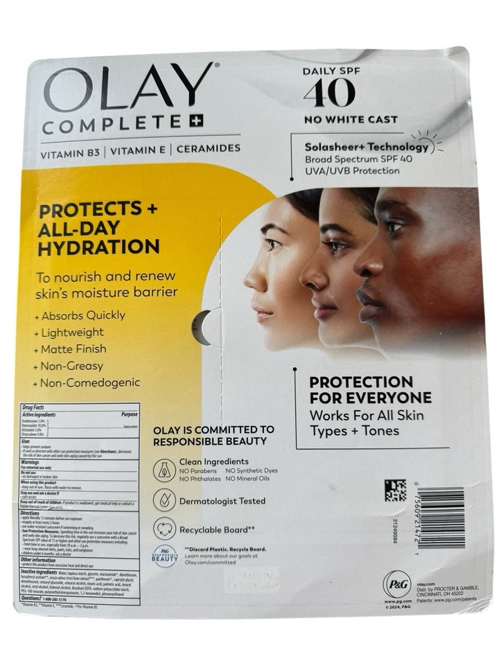 2 Pack Olay Complete Plus Sensitive Daily Moisturizer With Spf 40 ...