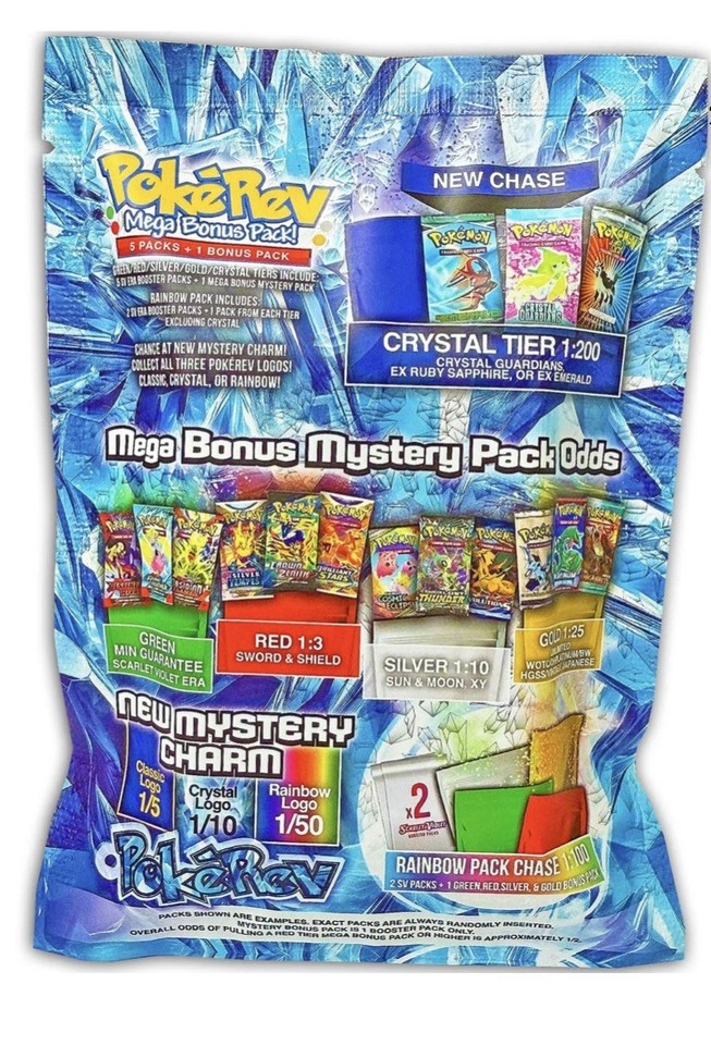 PokéRev Crystal Mystery Pack 8.0 - 5 Booster Packs + 1 Mega Bonus Pack ...