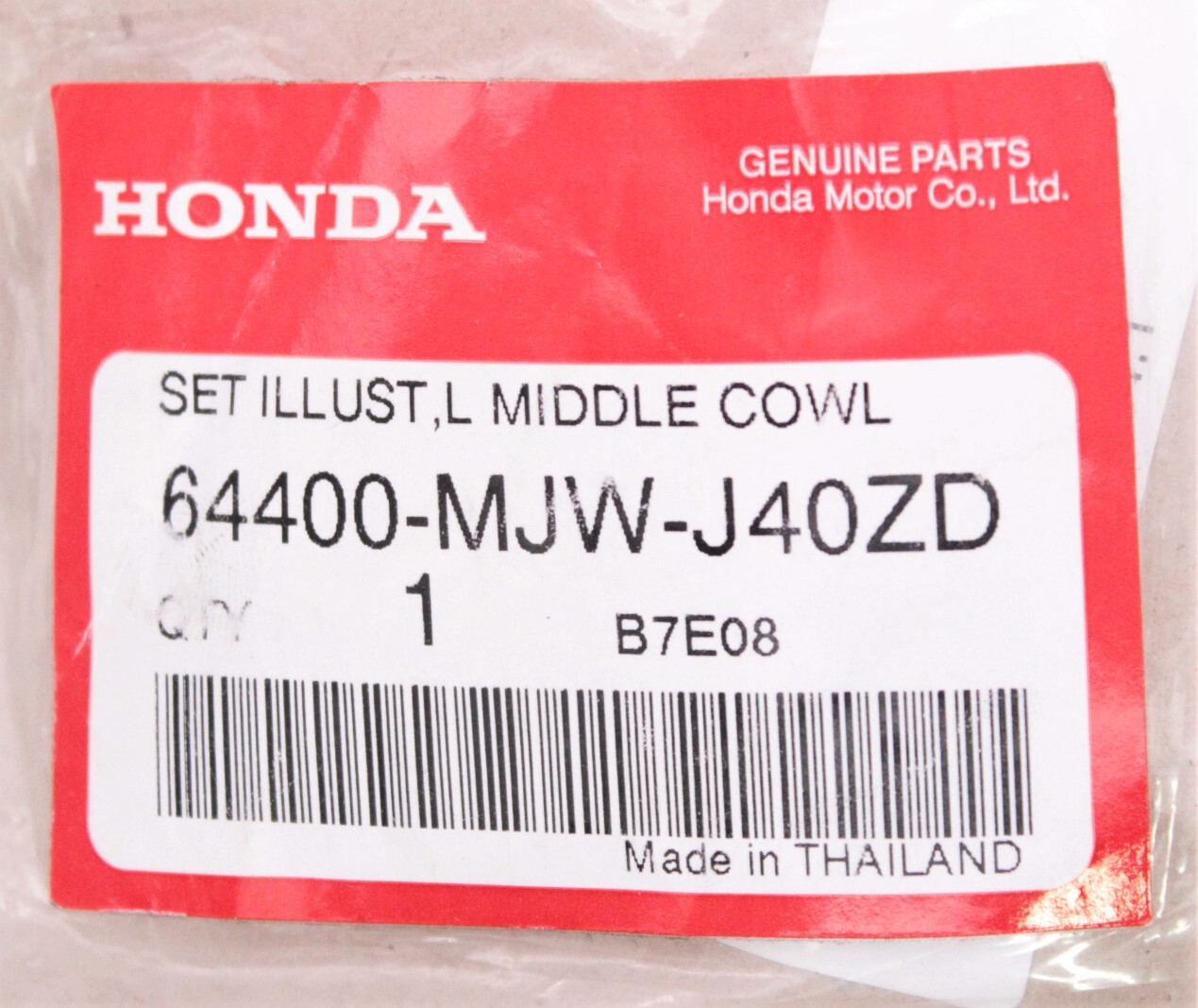 Honda Set Illust, Middle Cowl Part Number - 64400-MJW-J40ZD | eBay