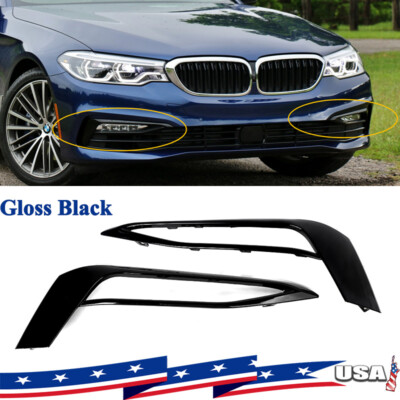 Pair Front Bumper Fog Light Grille Trim For BMW G30 5-Series 2017-20 ...