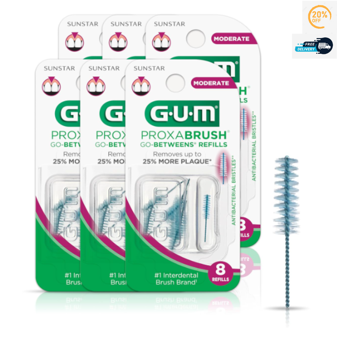 GUM 612A Proxabrush Go-Betweens Interdental Brush Refills Moderate 8 Ct ...