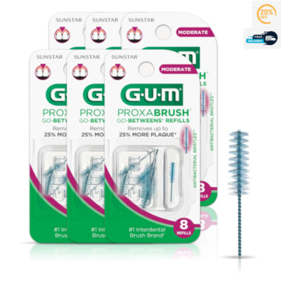 GUM 612A Proxabrush Go-Betweens Interdental Brush Refills Moderate 8 Ct ...