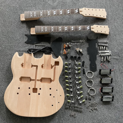 Unfinished SG Electric Guitar Double Neck 12+6 String Kit DIY Rosewood ...