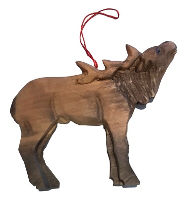 Wild Elk Christmas Tree Ornament Rustic Nature Wildlife flat Carved ...