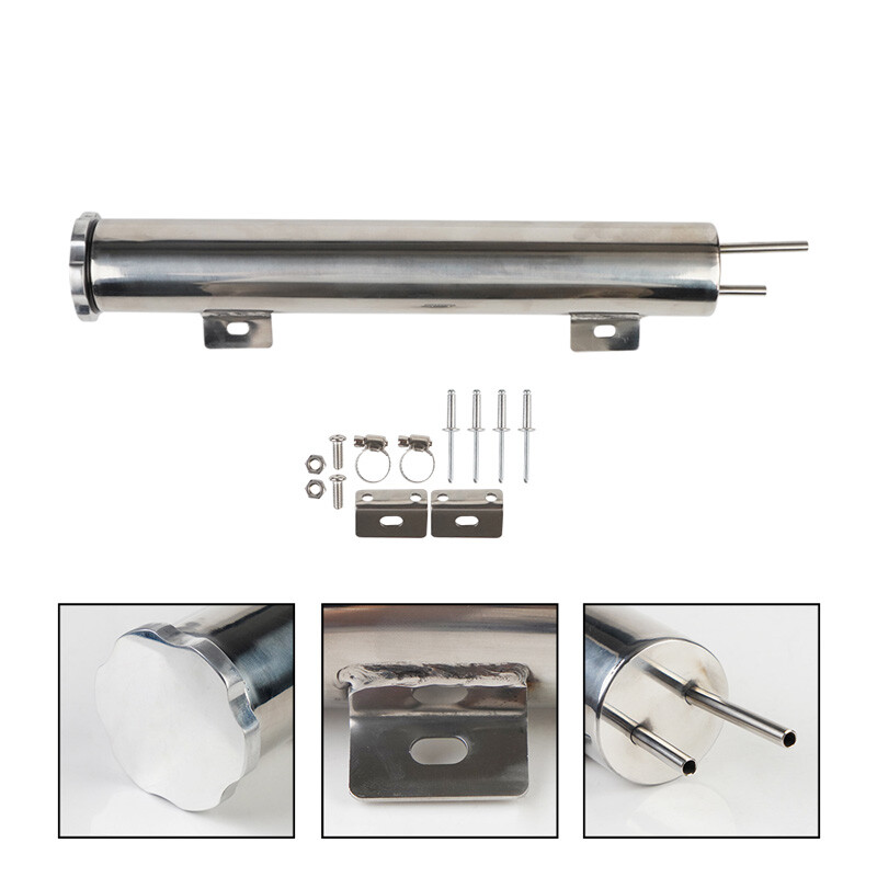 2"x13" Polished Stainless Steel Radiator Coolant Overflow Catch Puke ...