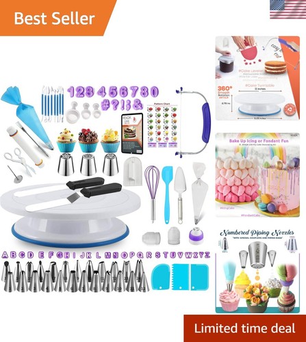 Complete 230PC Cake Decorating Kit with Turntable & Professional ...