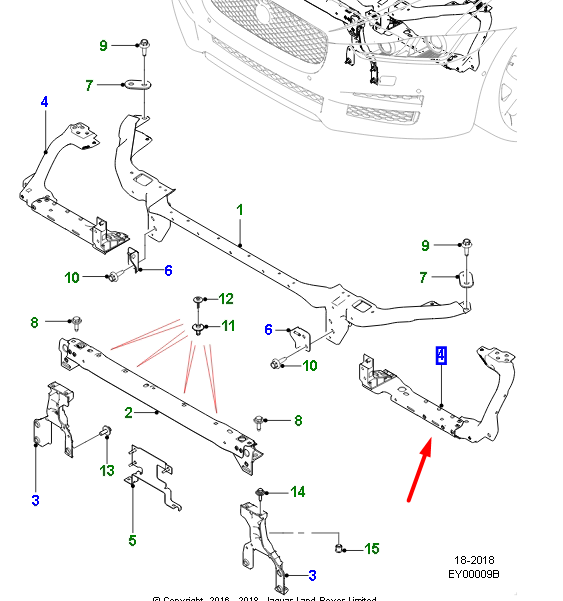 OEM Jaguar XE X760 Front Left Radiator Support Panel T4N3262 Genuine ...