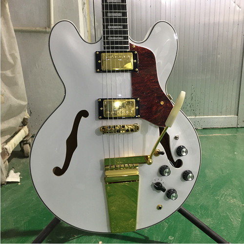 Custom Shop ES-335 Electric Guitar White Hollow Body Vibrato H-H ...