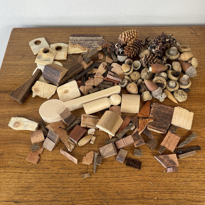 Big Lot of Small Wooden Pieces & Acorns + for Art, Crafting, Jewelry ...