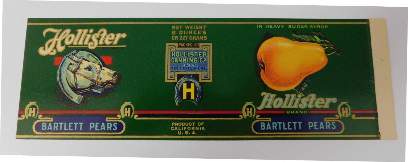 Vintage Hollister Bartlett Pears Can label, Hollister, California | eBay