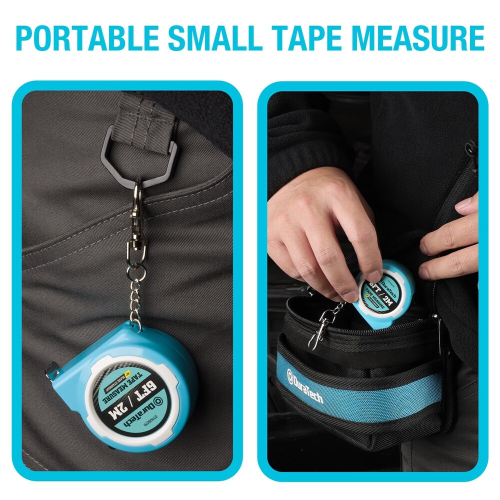 DURATECH 2PIECE 6FT/2M Mini Tape Measure Keychain Small Tape Measure ...