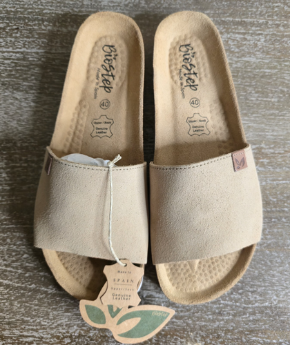 Biostep Sandals Slides Light Taupe Leather Upper Women’s Size 40 US-10 ...