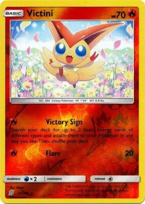 Pokemon Unified Minds Victini Rare Reverse Holo 26/236 | eBay