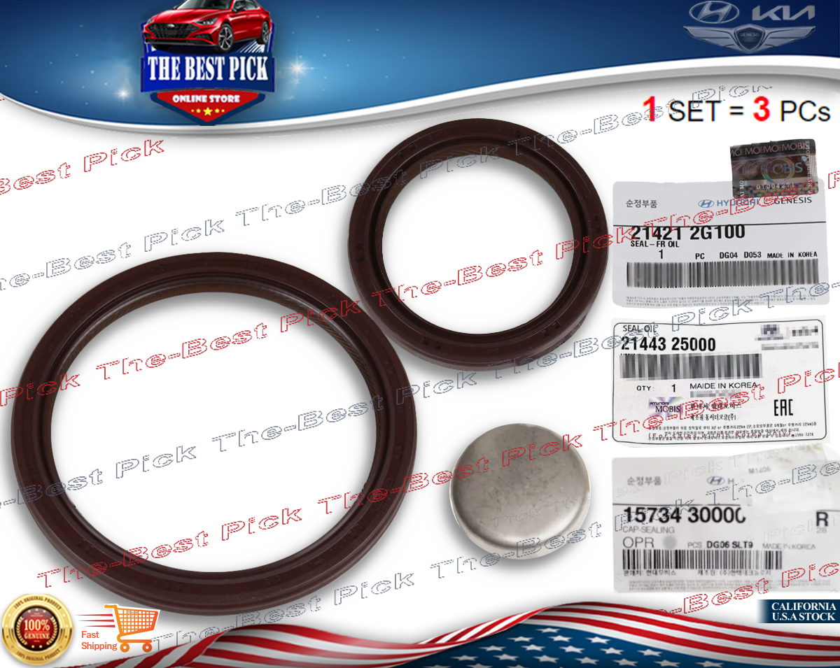 ⭐ GENUINE ⭐ 3PCS Crankshaft Oil Seals ⭐ OEM ⭐ For 2006-2025 Genesis ...