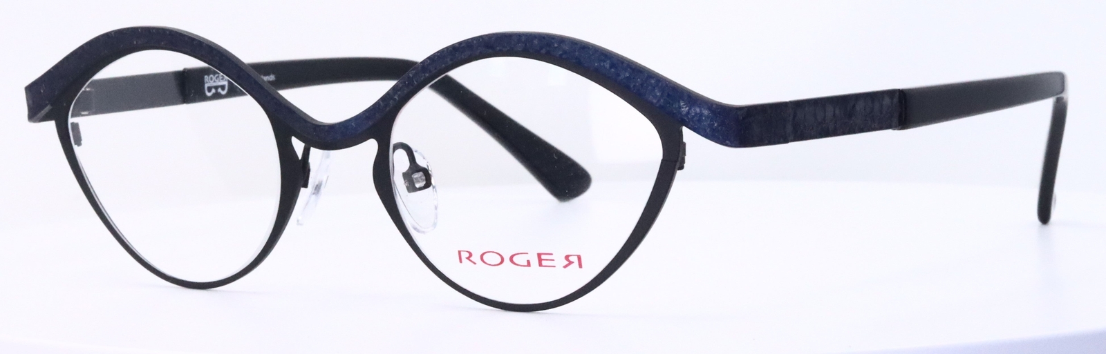 ROGER BRIGITTE Col.2 Black Ice Blue Top Cat Eye Womens Eyeglasses 45-21 ...