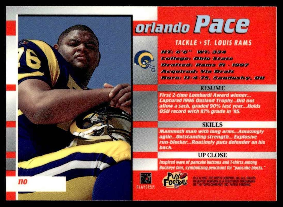 1997 Bowman's Best Orlando Pace RC St. Louis Rams #110 | eBay