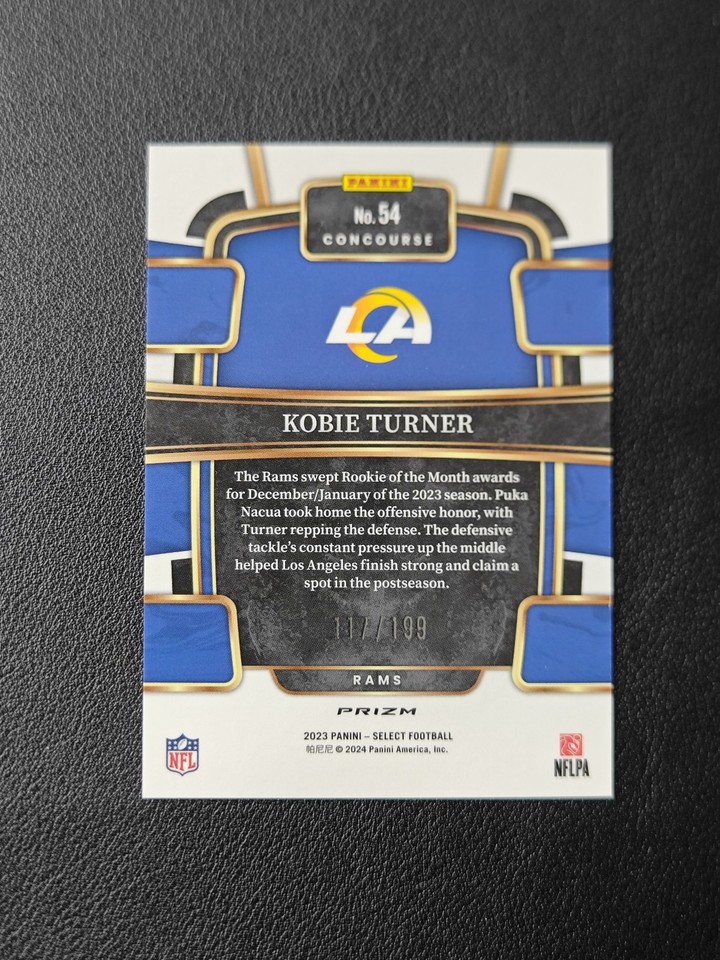 2023 Panini Select Kobie Turner RC Rookie Concourse Blue Power 117/199 ...