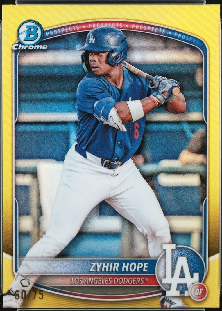 2025 Bowman - Chrome Prospects Zyhir Hope #BCP-2 Yellow Refractor /75 ...