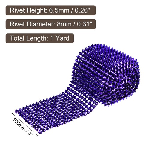 1 Yard Sew Stitch on Cone Spikes Studs, 12 Rows Plastic Rivet, Sapphire ...