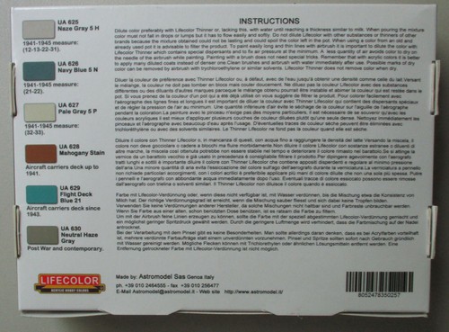 US Navy WWII #2 Camouflage Colors Acrylic Set 6 22 ml Lifecolor Hobby ...