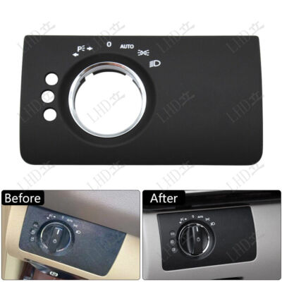 1x Black Headlight Control Switch Panel (3 Hole) For Mercedes X164 W164 ...