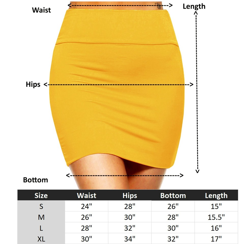 Women's Pencil Mini Skirt Stretch Mid Waist Basic Bodycon Rayon Casual ...