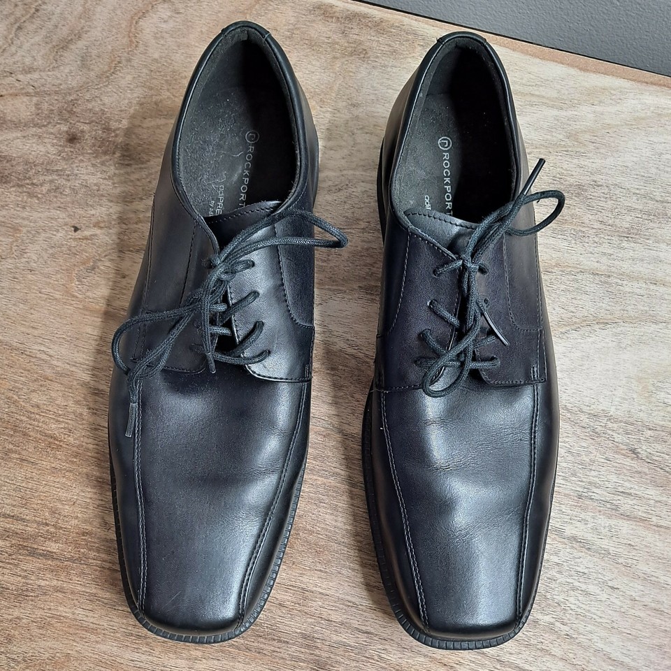 Rockport Smooth Black Leather Bicycle Toe Derby Size 12 M AdiPRENE By ...
