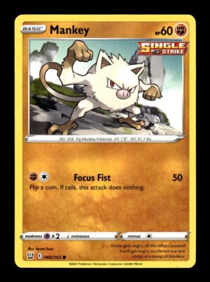Pokemon Battle Styles MANKEY 066/163 | eBay