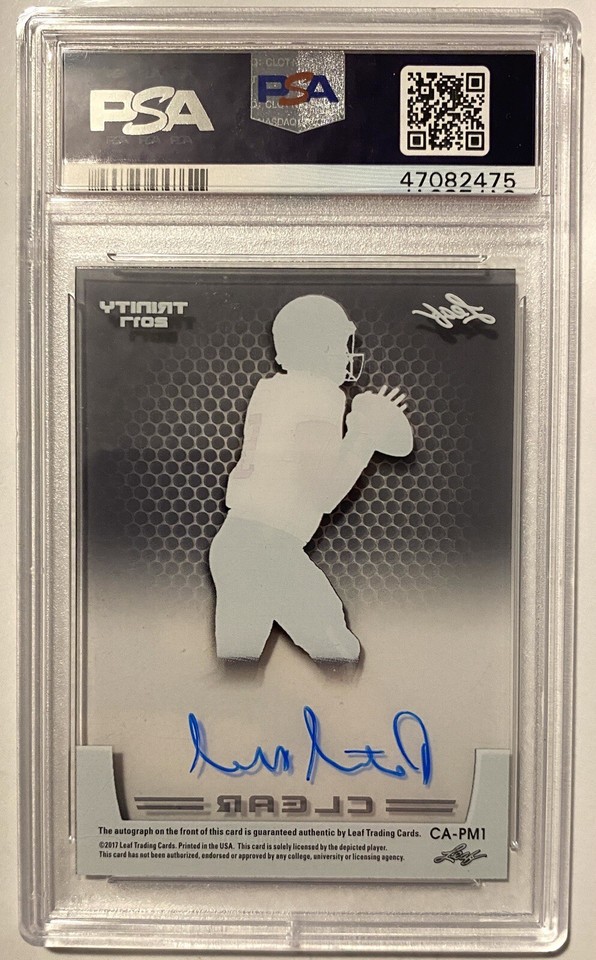 Patrick Mahomes II 2017 Leaf Trinity Clear Autograph #PM1 - PSA Mint 9 ...
