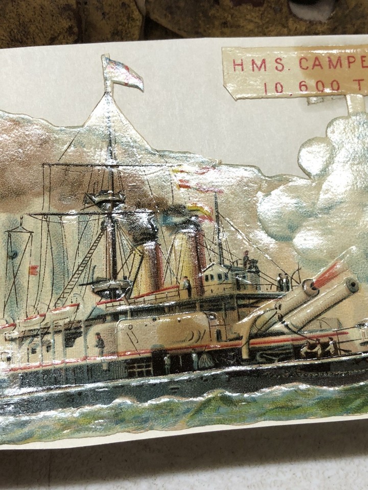 Victorian Era Die Cut HMS Camperdown 10,600 Tons Scrap Steamboat L2 | eBay
