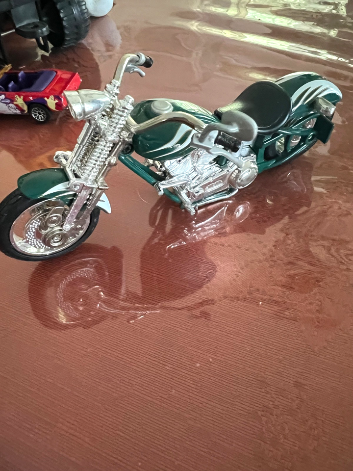 VINTAGE SET OF 9 METAL TOY CARS, TRUCKS , MOTORCYCLE AND A GROUCHY ...