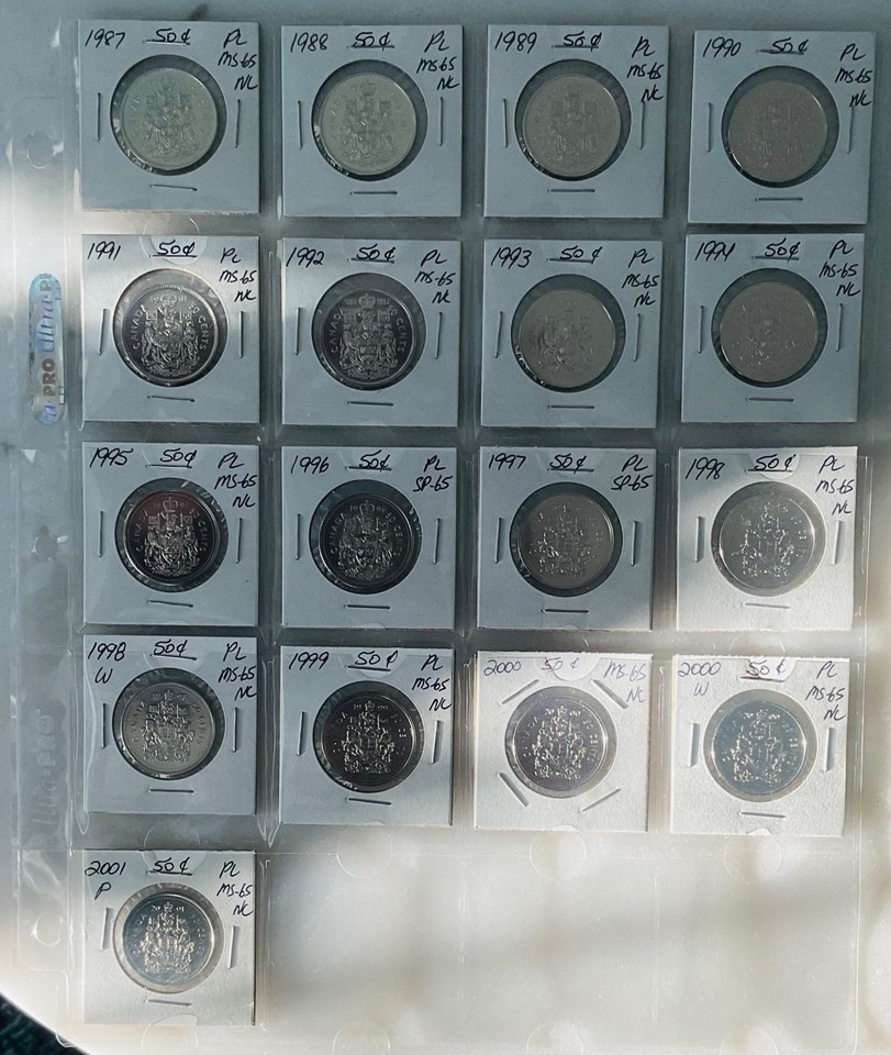 Lot of Canada FIFTY Cent Coins from 1968 - 2001 and 2007 - 2015 (total ...