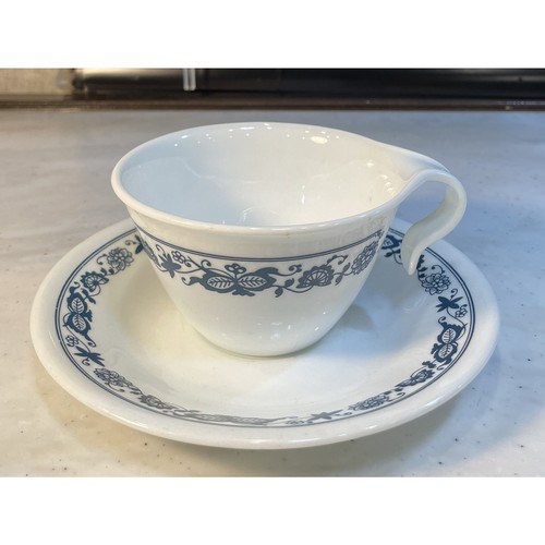 Vintage Corelle Old Town Blue Onion Hook Handle Tea Cup Mug and Saucer ...