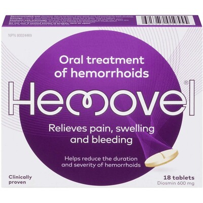 Hemovel Hemorrhoidal Oral Treatment of Hemroids 18 Tablets Clinically ...