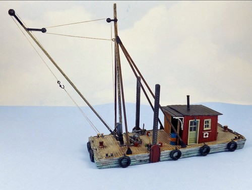 42′ DERRICK SPUD BARGE HO Model Railroad Waterline Hull Unptd Resin Kit ...