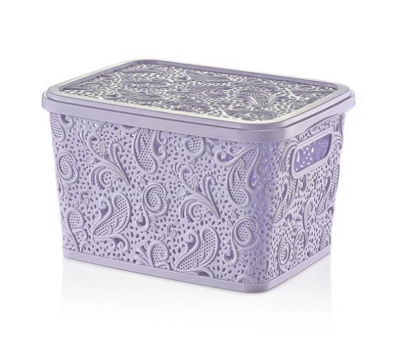 Small Large Lace Plastic Storage Box Lid Basket Container Kitchen Home ...
