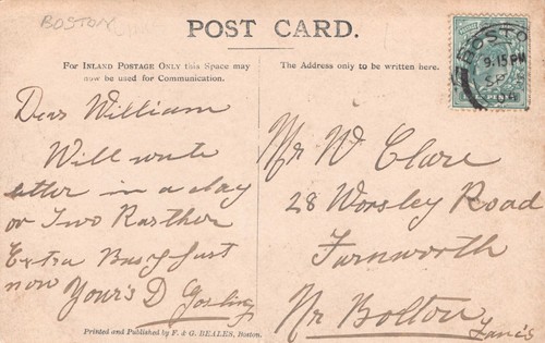 FAMILY HISTORY - GENEALOGY - POSTCARD - CLOSE - FARNWORTH WORSLEY ROAD ...