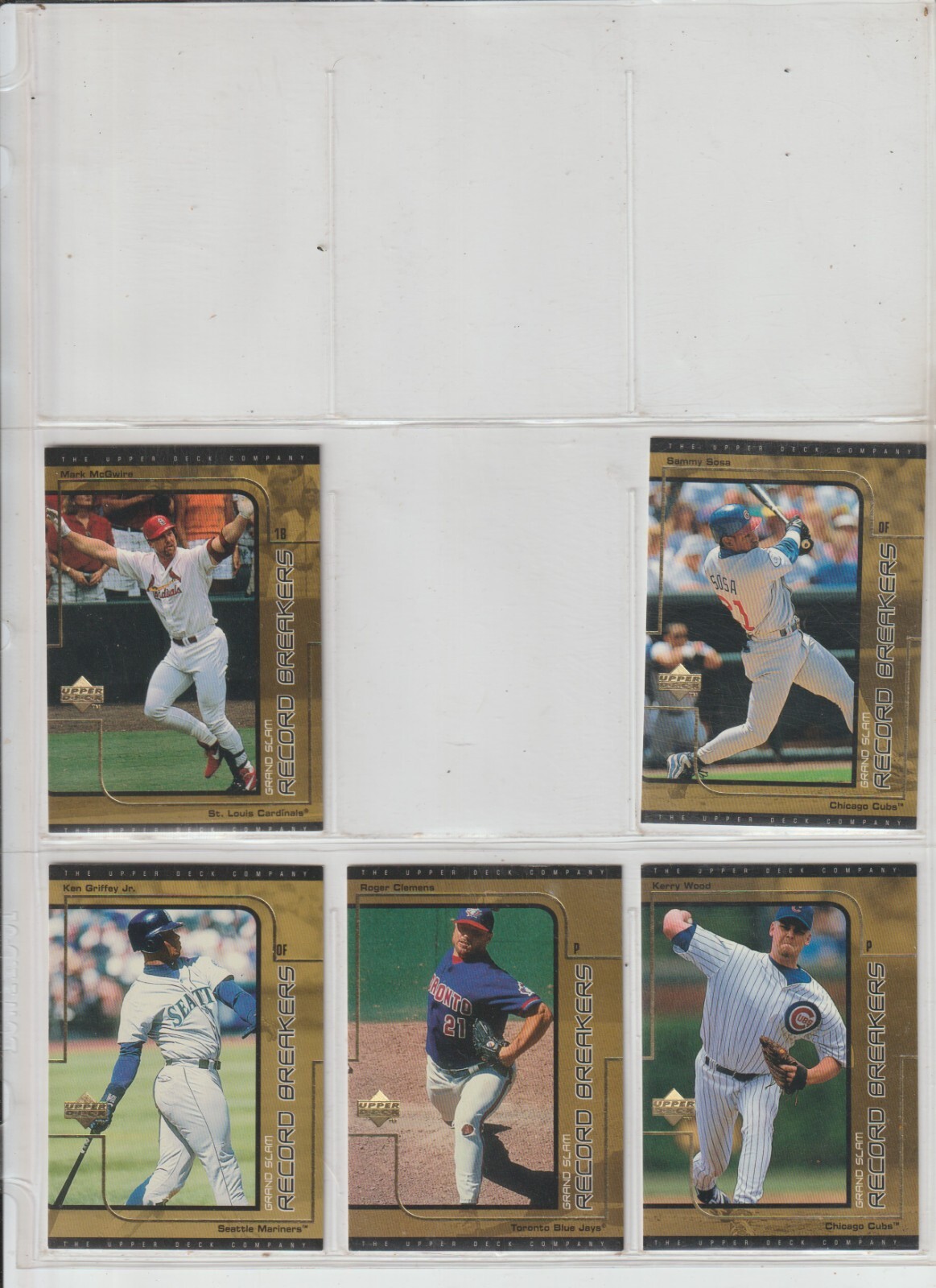 1999 UPPER DECK BASEBALL GRAND SLAM RECORD BREAKERS COMPLETE 10-CARD ...