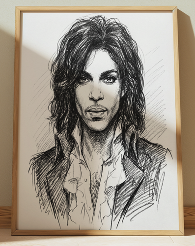 PRINCE MUSICIAN ARTIST DRAWING PRINT PORTRAIT SKETCH 8" x 10" PRINT ...