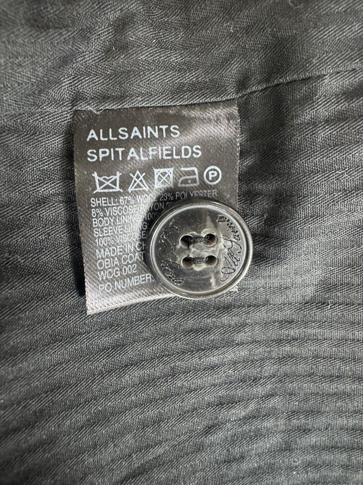 ALL SAINTS WOOL BLEND OBIA BLACK DOUBLE BREASTED COAT SIZE US 0 UK 6 ...