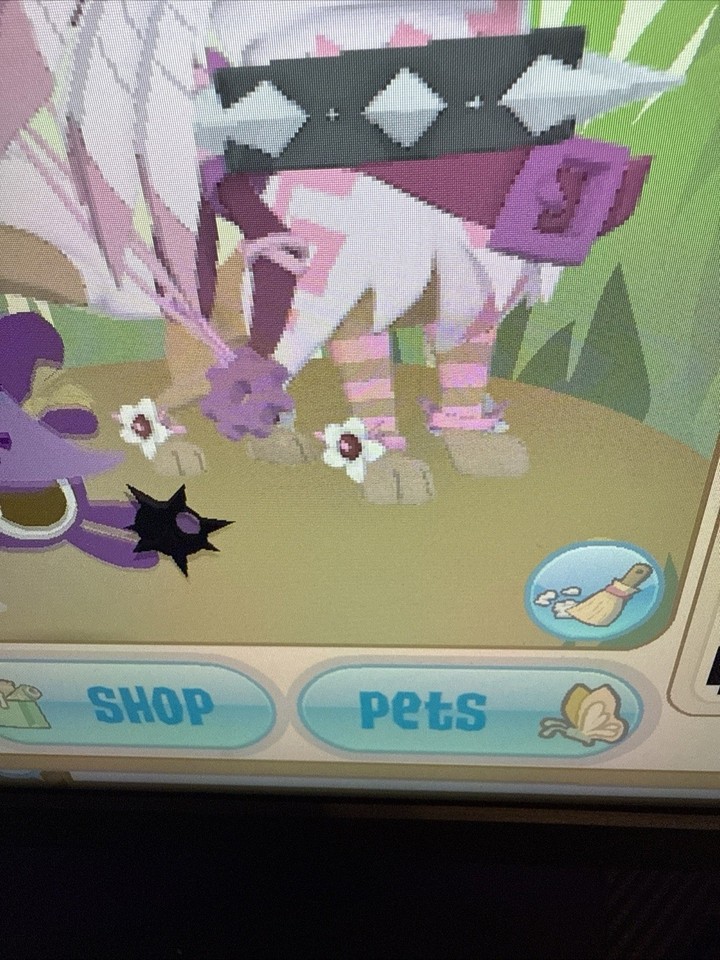 Animal Jam Classic (AJC) Rare Long Black Spiked Collar **READ ...