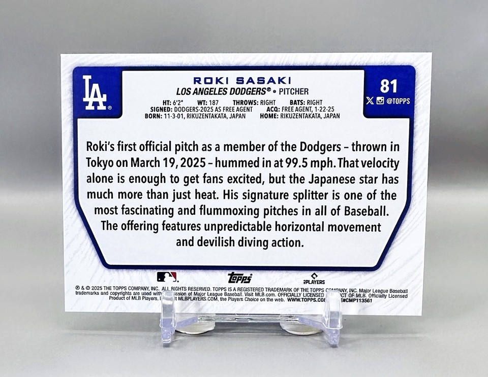 2025 Topps Flagship Collection 2 Baseball #81 (Green) ROKI SASAKI (RC ...