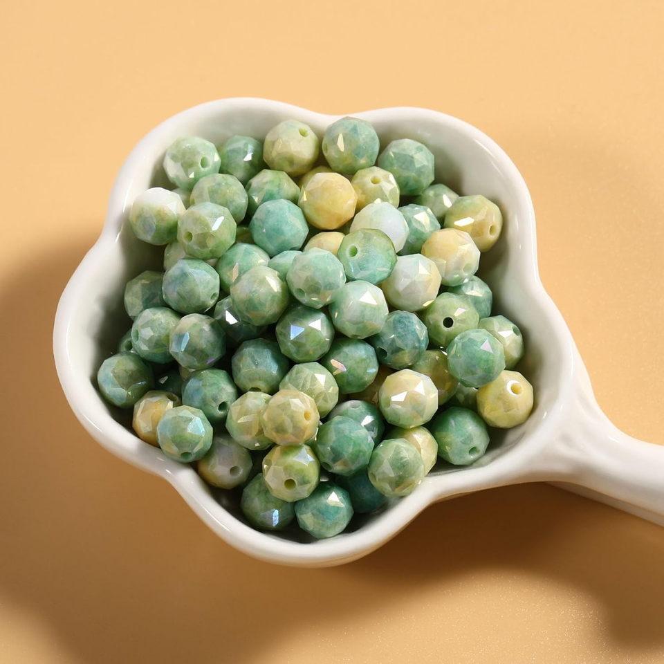 50Pcs 8Mm Faceted Glass Beads - Rondelle Beads, Faceted Beads for ...