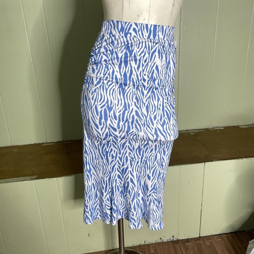 DVF X Target A Line Sea Twig Blue White Midi Skirt Ruching Women’s Size ...